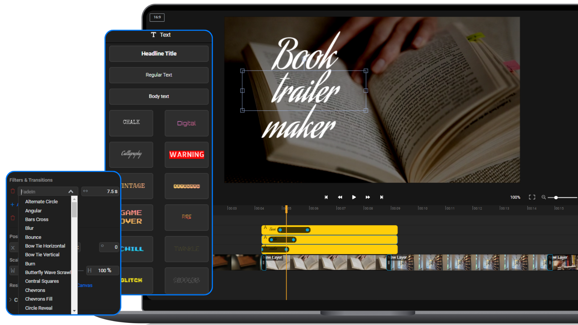 Create a book trailer online - Flixier's book trailer maker